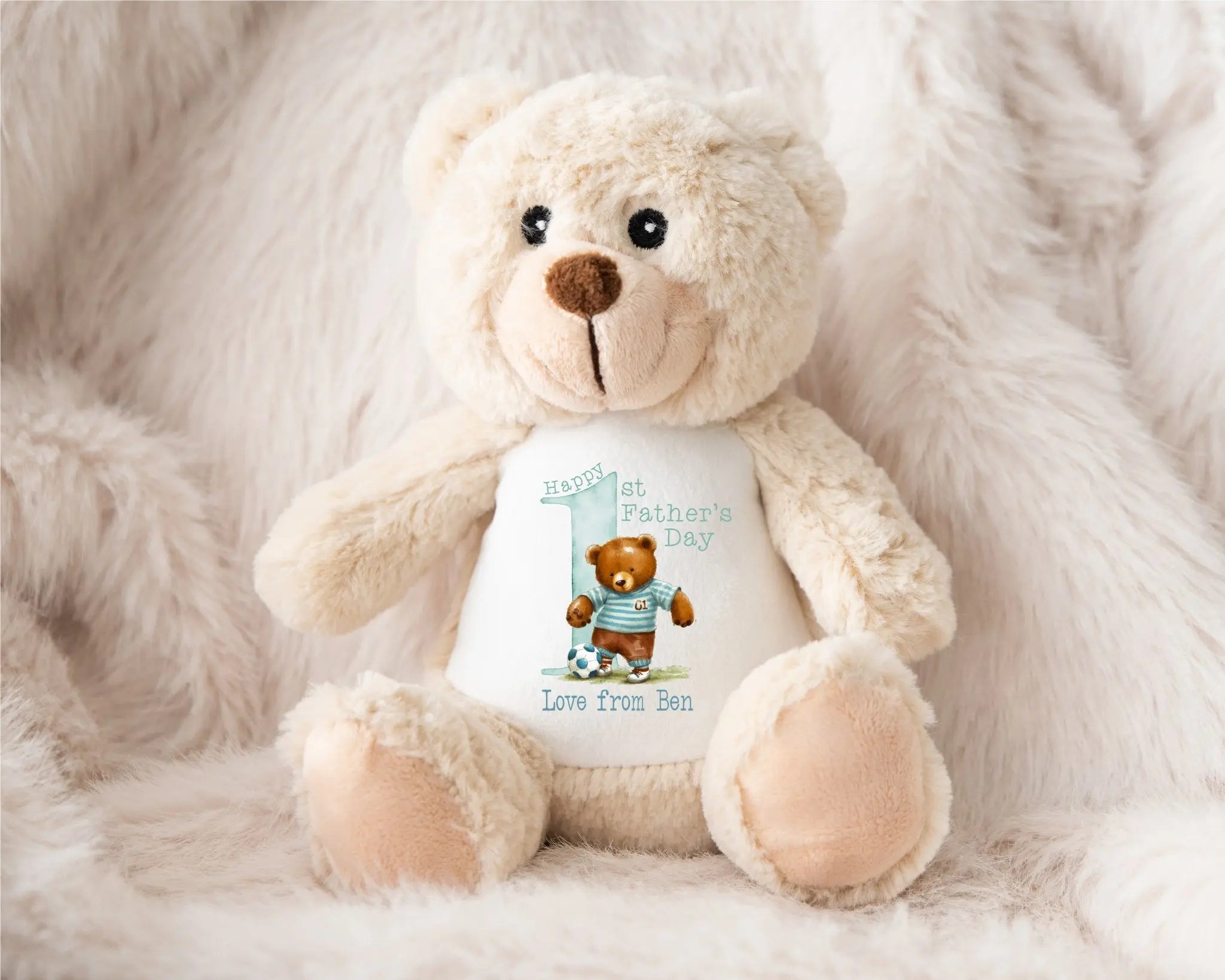 Personalised Teddy First Father's Day - Blue - Gifts Handmade UK