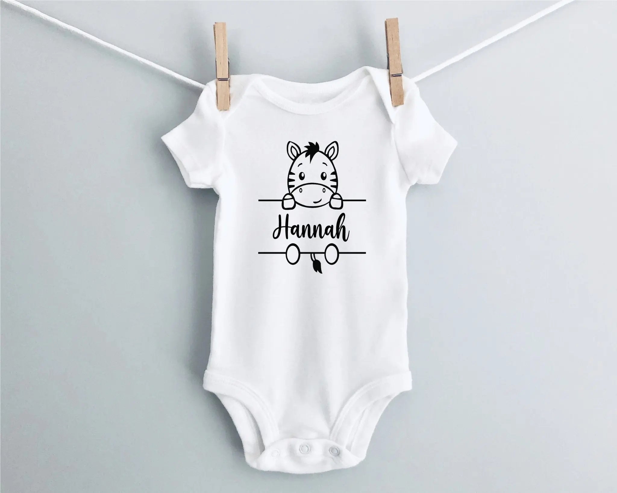 Personalised Split Animal Name Baby Grow / Onesie - Gifts Handmade UK
